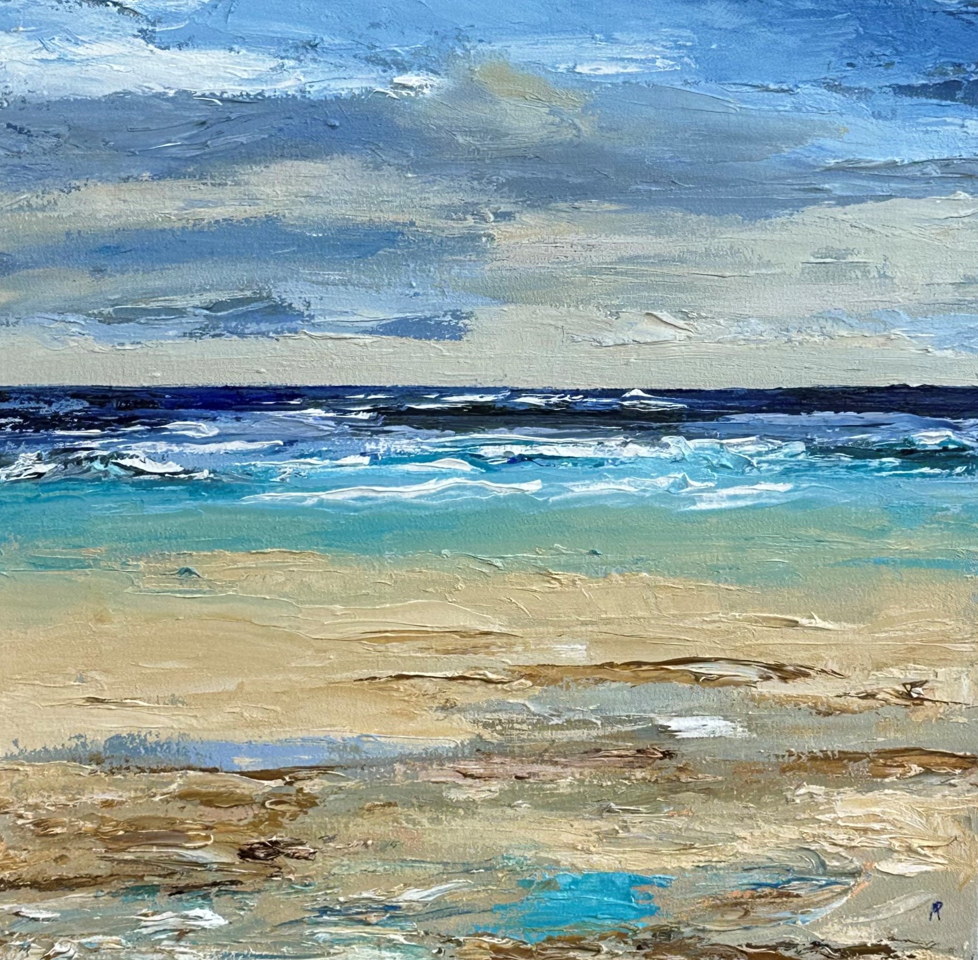 apa-23-31-blustery-day-on-a-cornish-beach-51x51cm – Ann Palmer Artist